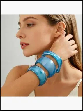 Jewelry | Chunky Acrylic Bangle Bracelets Set Stackable Dainty ...